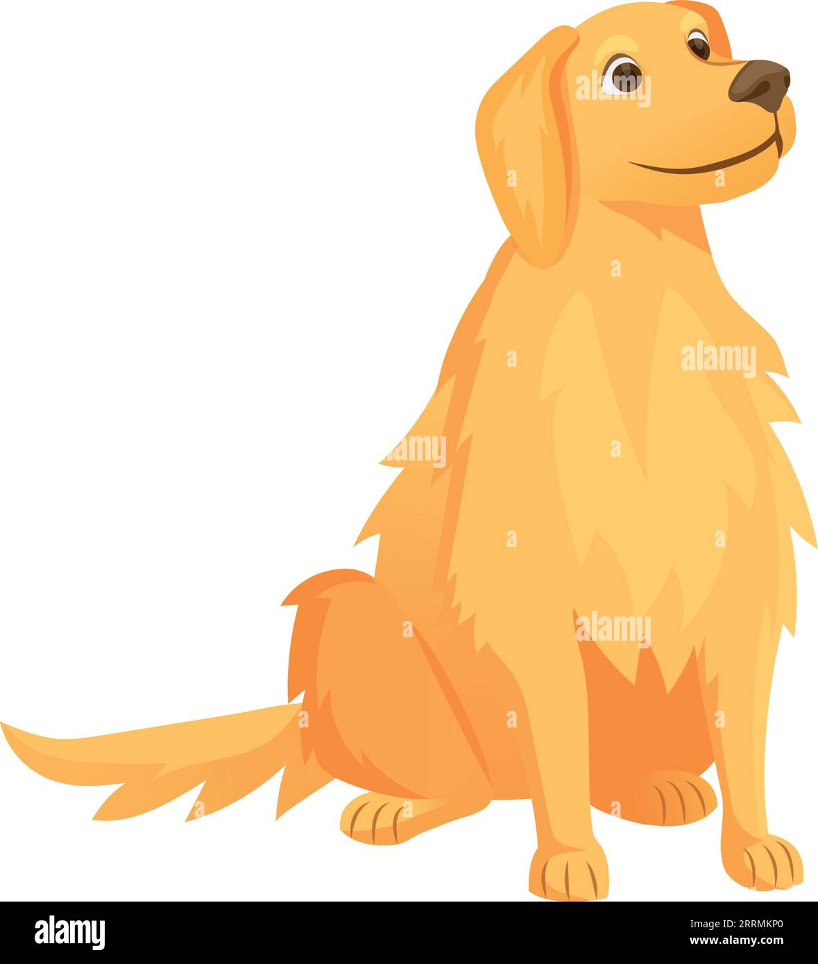 Dog sit. Cartoon golden retriever. Cute pet isolated on white ...