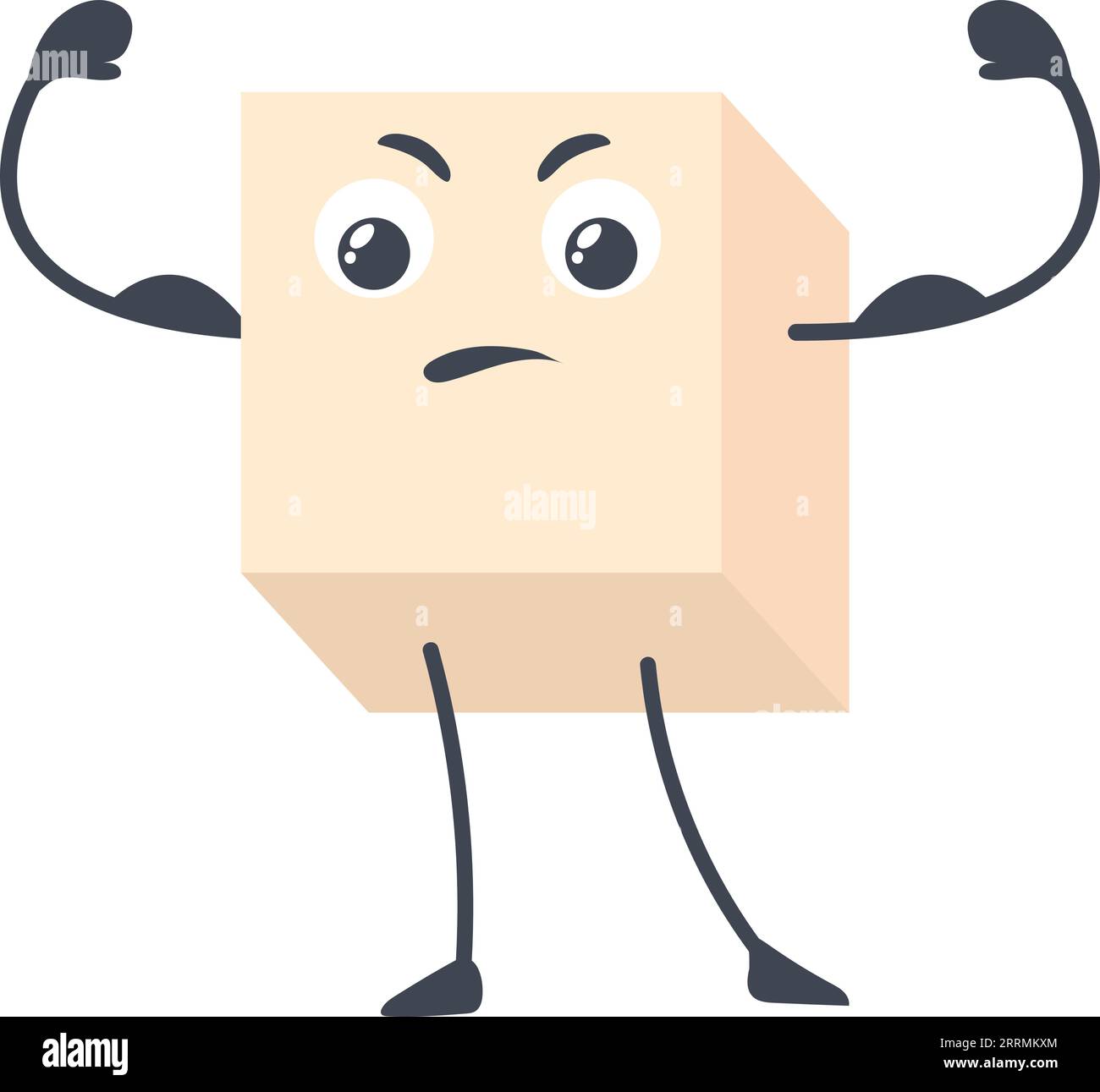 Strong sugar cube. Funny cartoon food mascot isolated on white ...