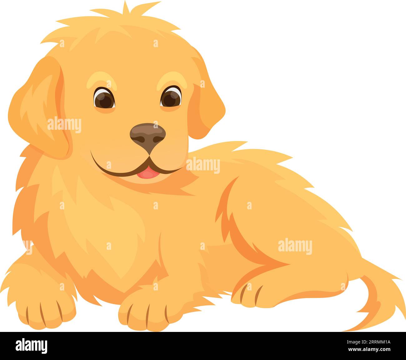 Cute little puppy character. Golden cartoon dog isolated on white ...