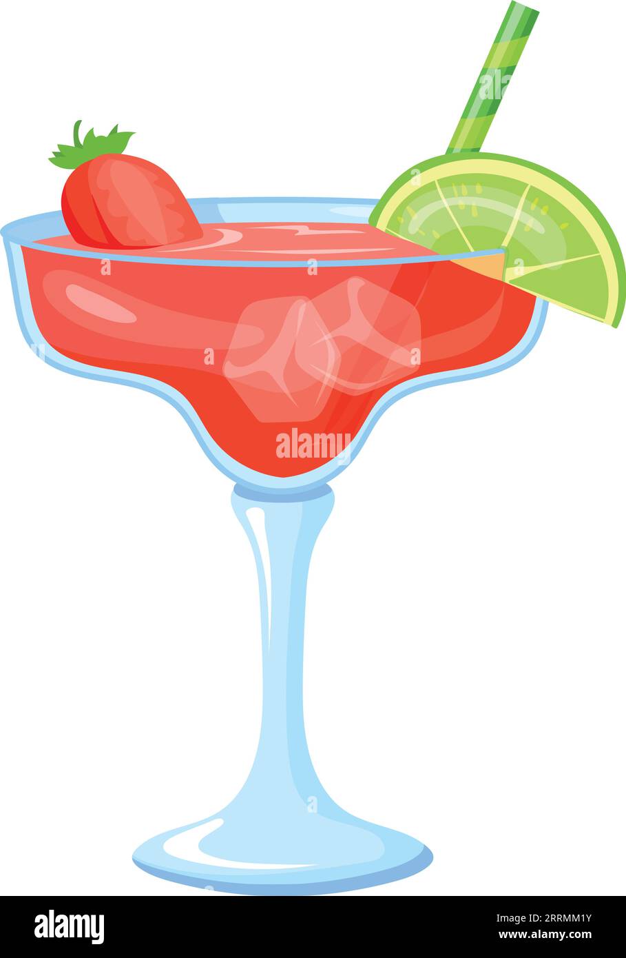 Strawberry lemonade cartoon icon. Fresh cocktail drink isolated on ...