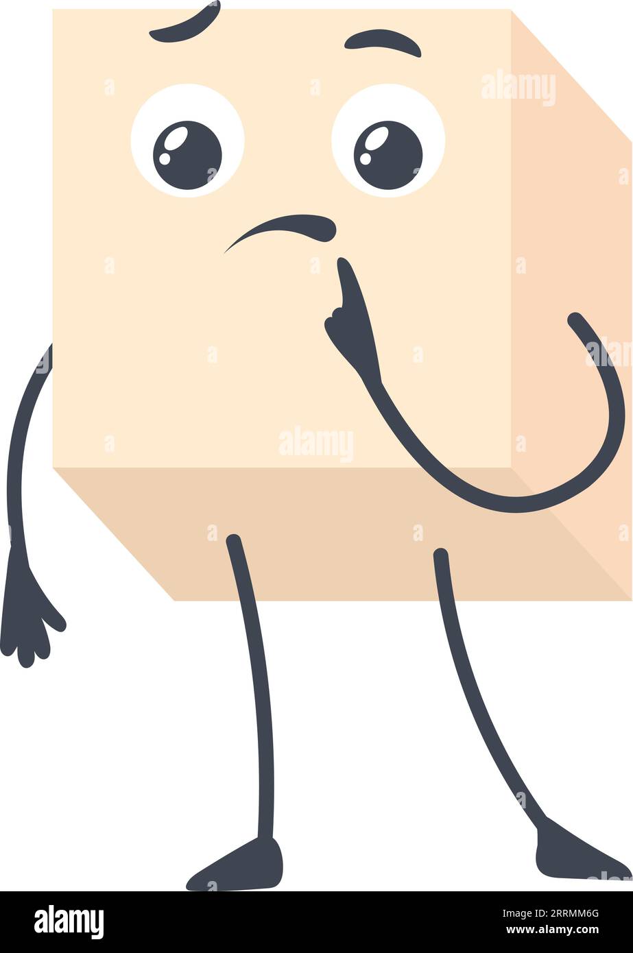 Sad sugar cube. Cute cartoon sweet mascot isolated on white background ...