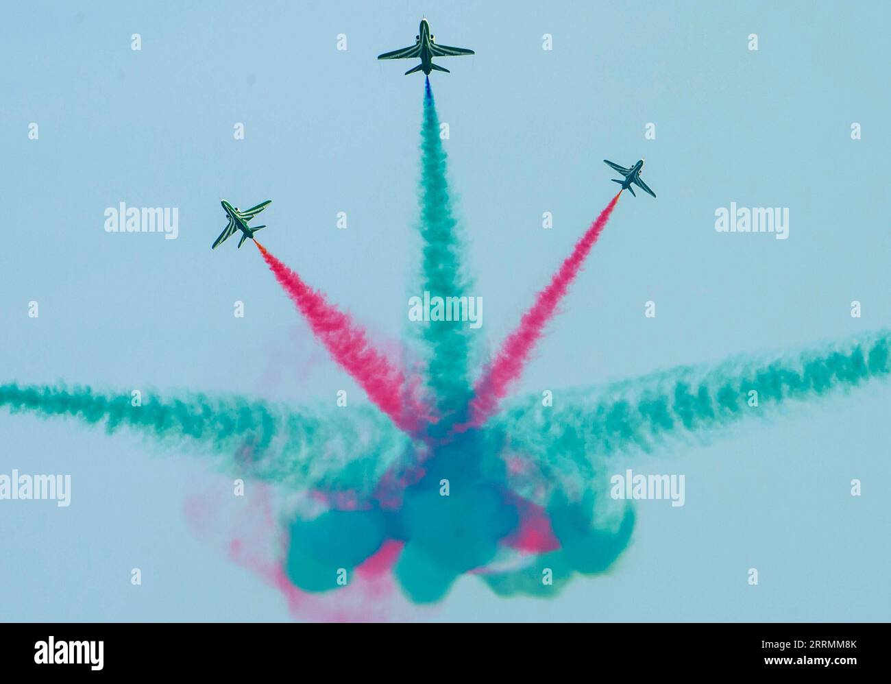 221105 -- DOHA, Nov. 5, 2022 -- Airplanes from the Saudi Hawks ...