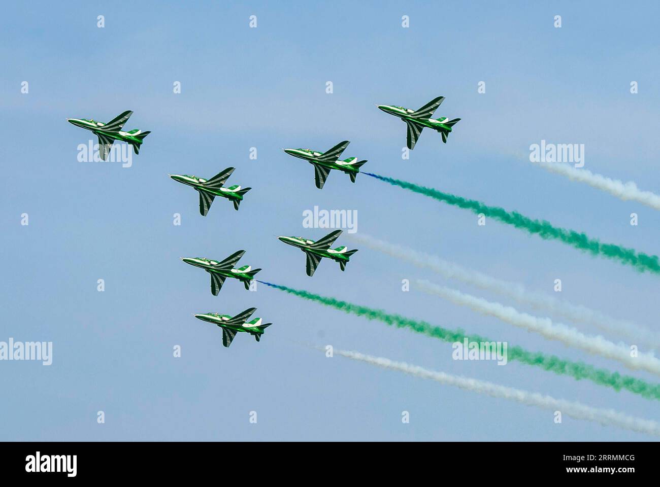 221105 -- DOHA, Nov. 5, 2022 -- Airplanes from the Saudi Hawks ...
