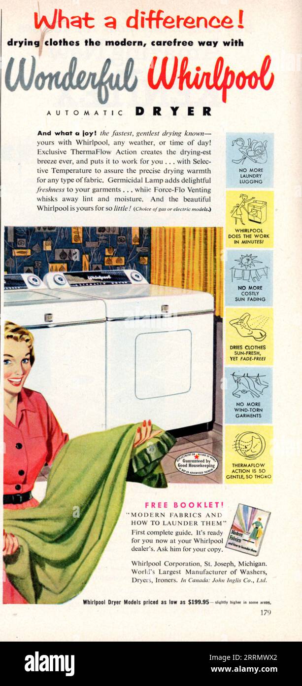Vintage "Good Housekeeping" October 1953 issue Advert, USA Stock Photo ...