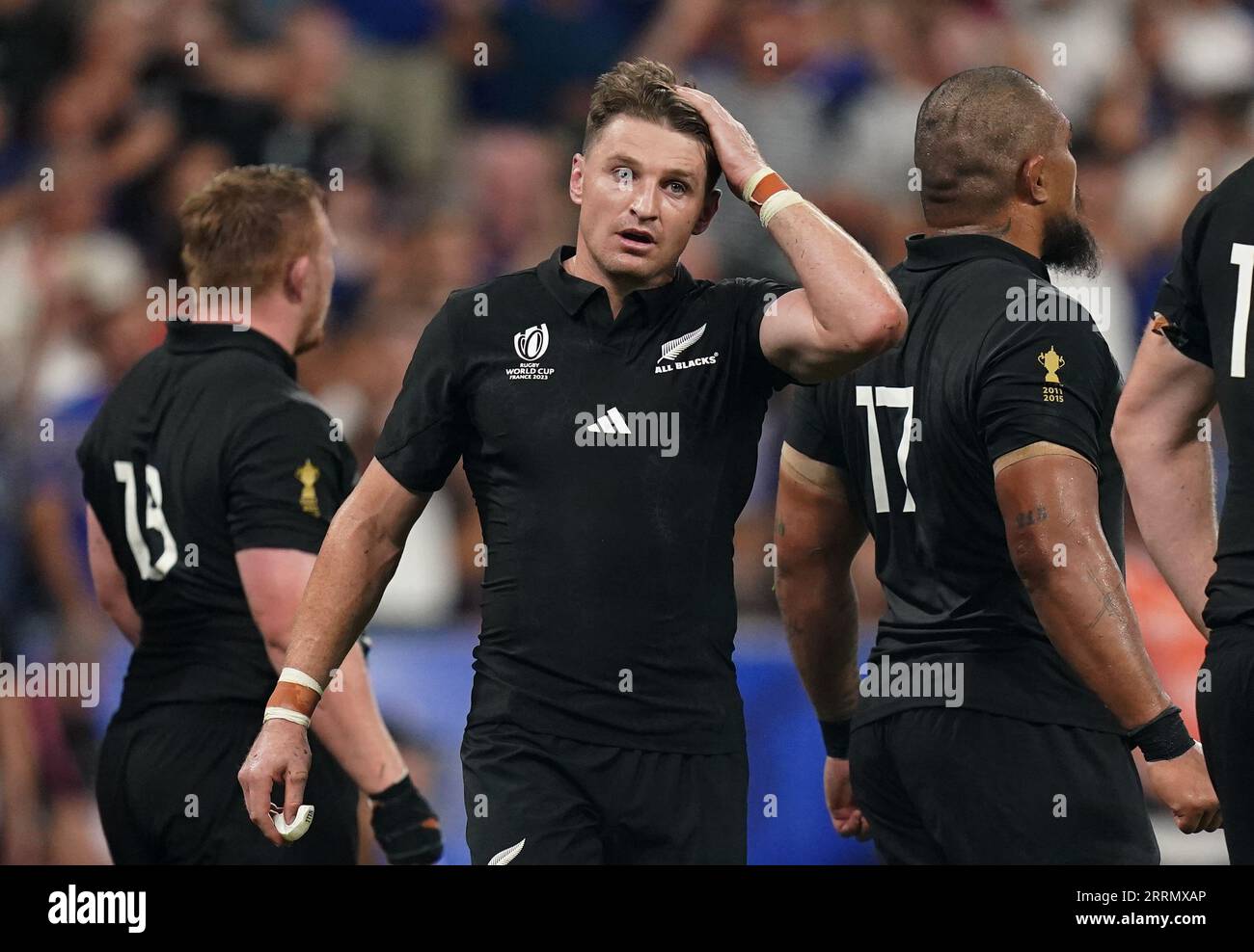 New Zealand's Beauden Barrett and team-mates appear dejected after ...