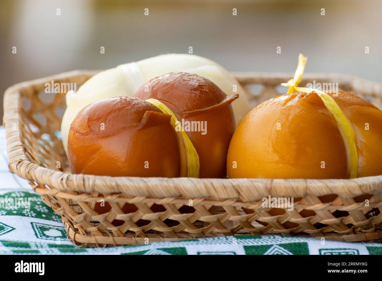 Italian semi hard handmade smoked and white scamorza cheese, from cow ...