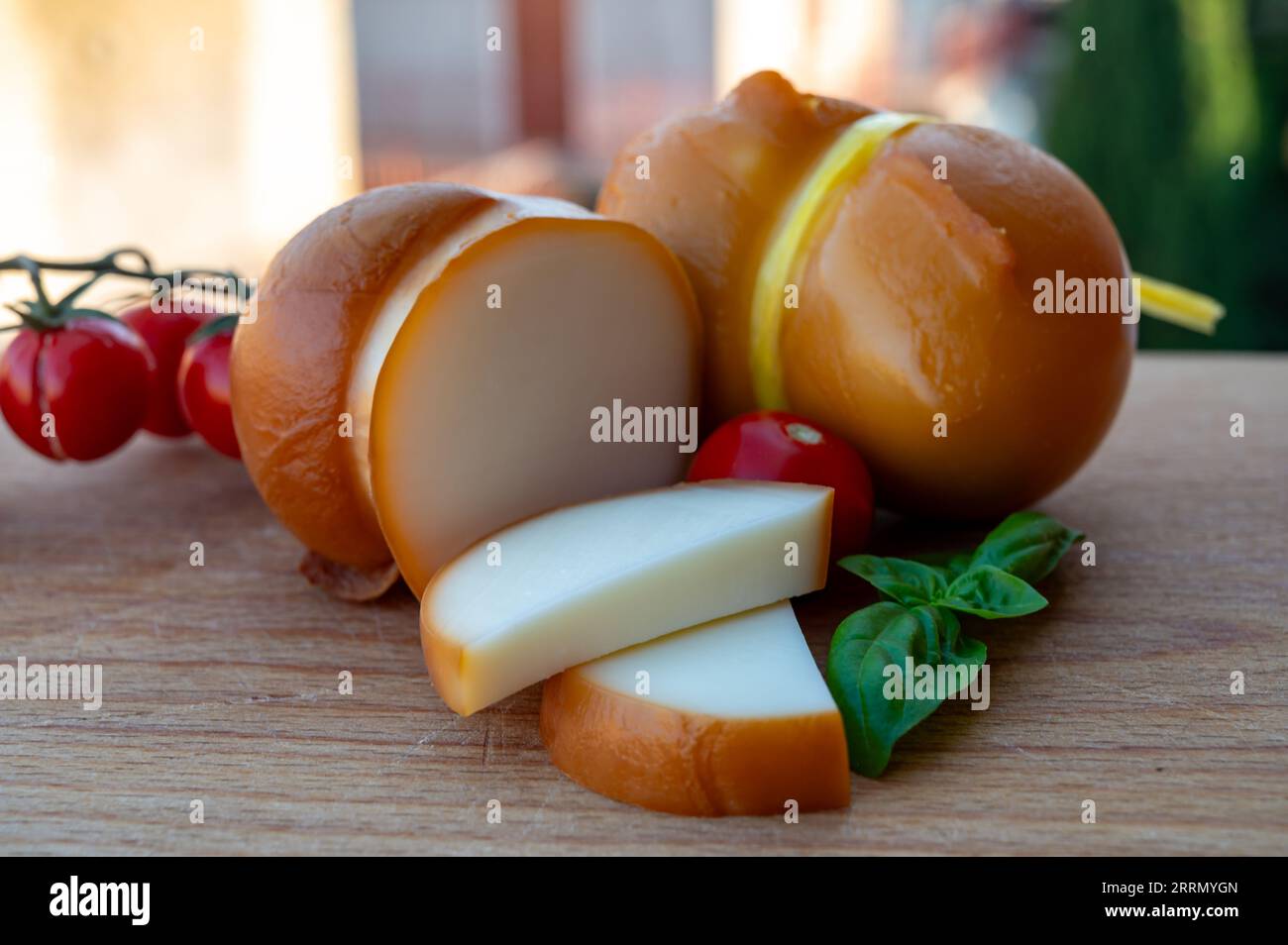 Italian semi hard handmade smoked and white scamorza cheese, from cow ...