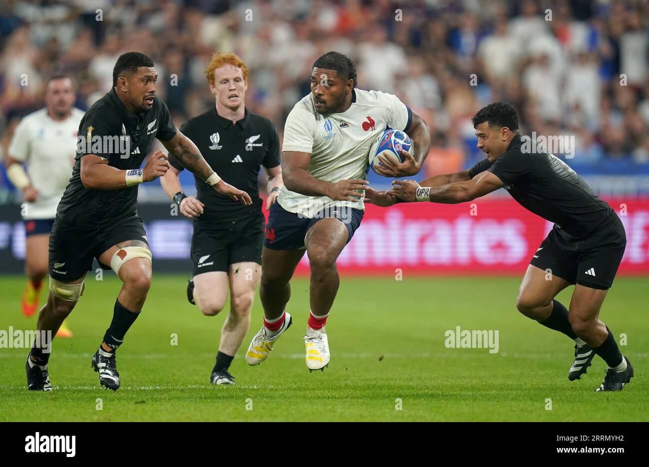 France's Peato Mauvaka (centre) in action during the 2023 Rugby World ...