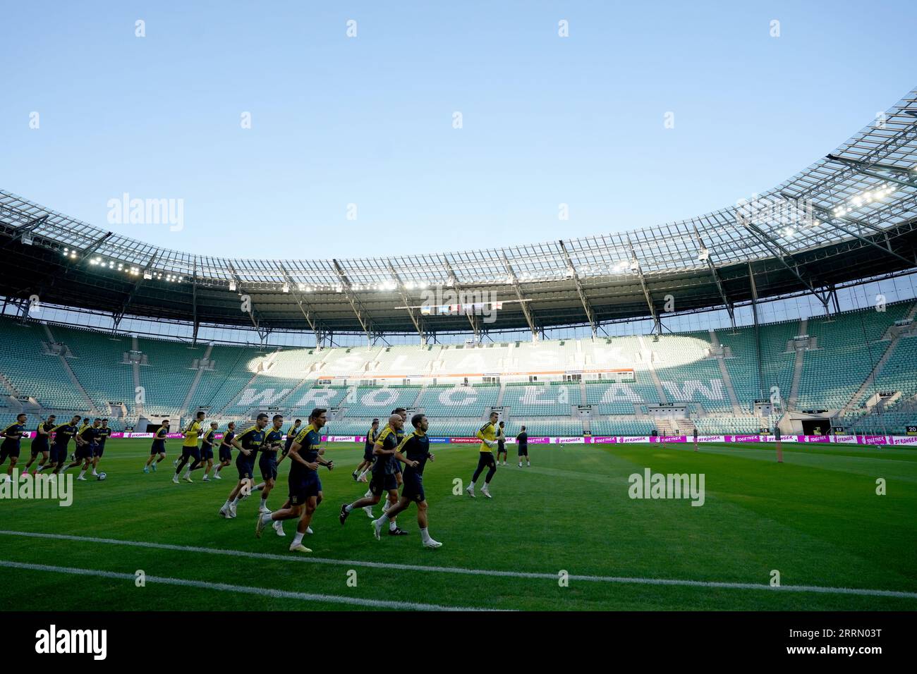 Ukraine players during a training session at the Tarczynski Arena ...