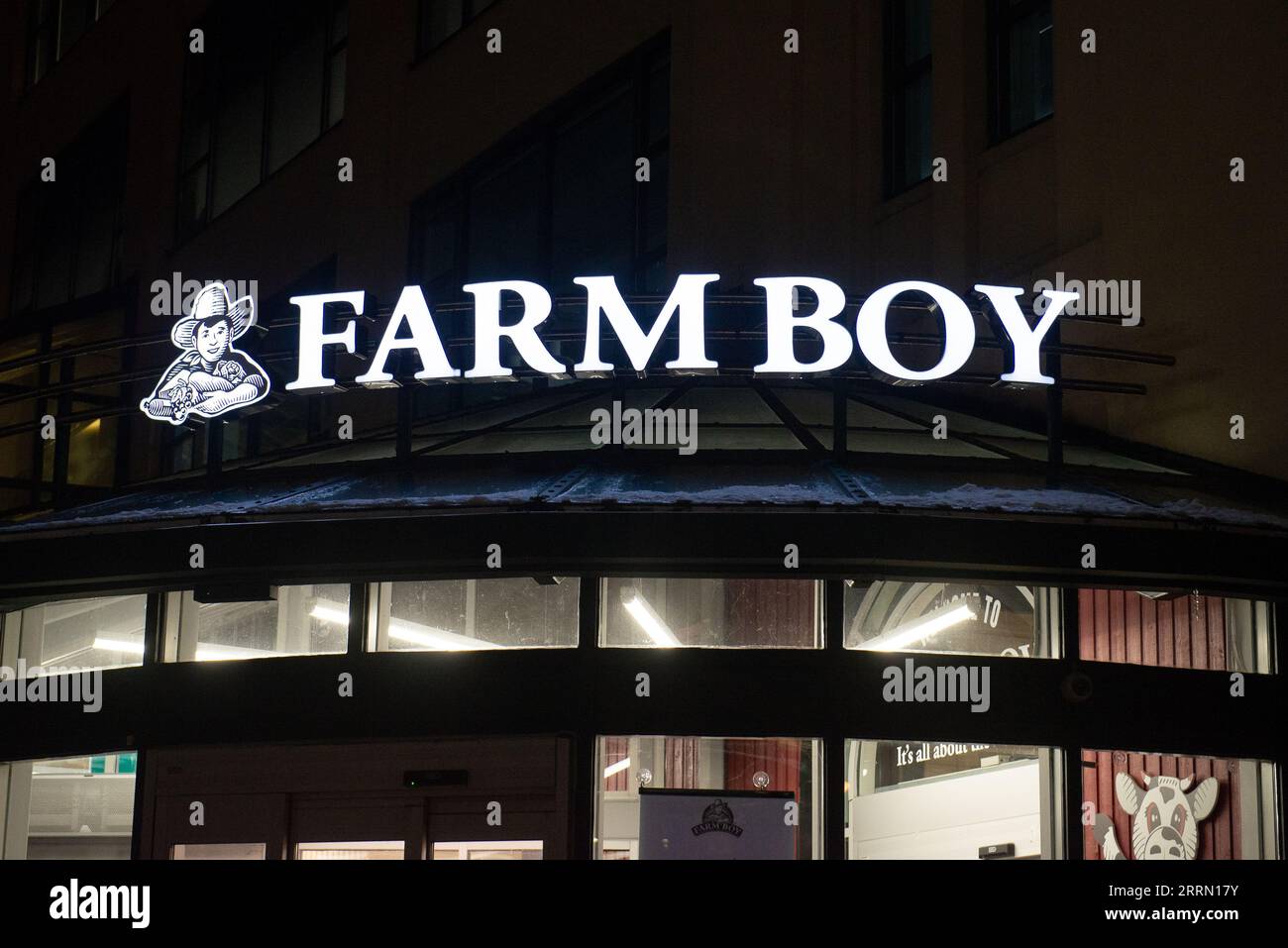 Toronto, Canada – March 10, 2022: View at Farm Boy retail store logo on ...