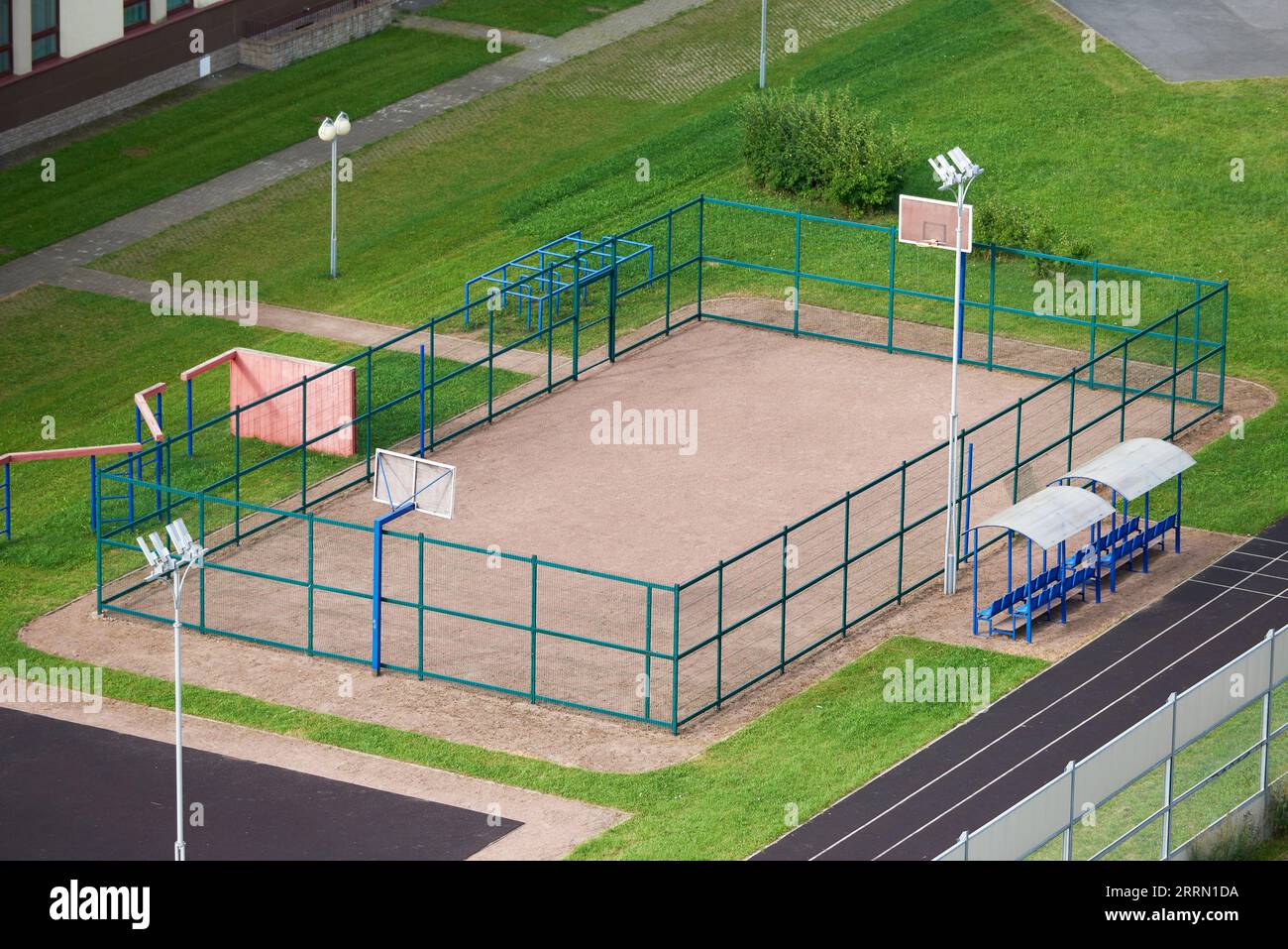 Basketball court for children, aerial view Stock Photo - Alamy