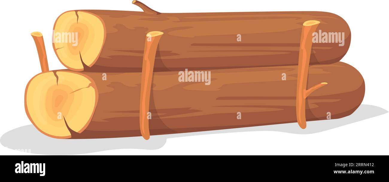 Wood log stack. Cartoon timber. Tree trunks isolated on white ...