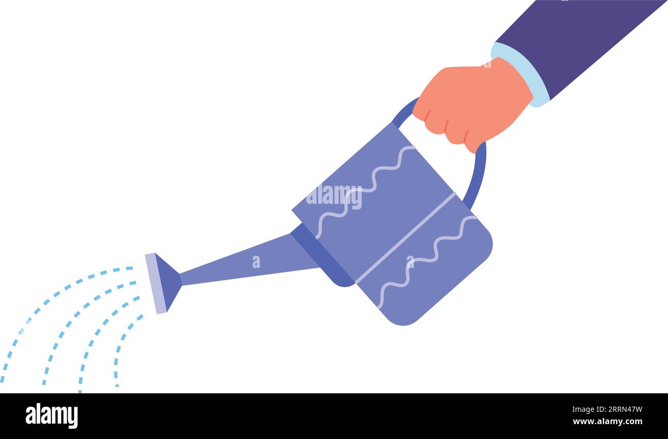 Water can in businessman hand. Pouring something for growth isolated on ...