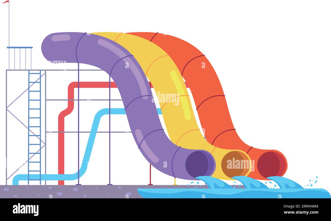 Water tube ride. Plastic park tunnel attraction isolated on white ...