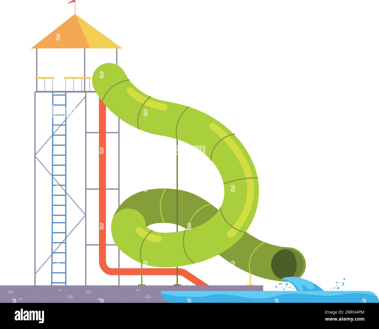 Plastic pipe ride. Water park amusement attraction isolated on white ...