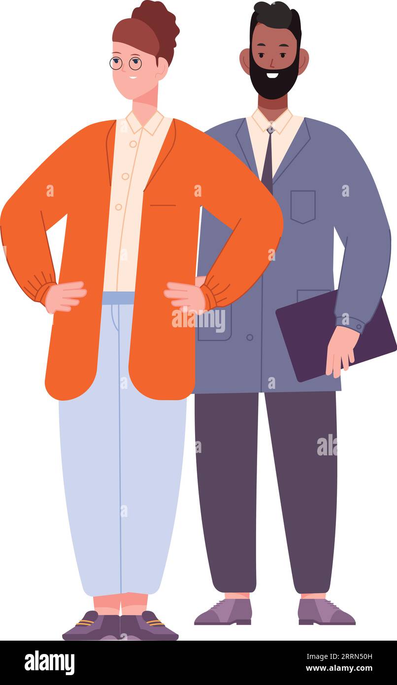 Smart man and woman together. Intelligent friends or couple isolated on ...