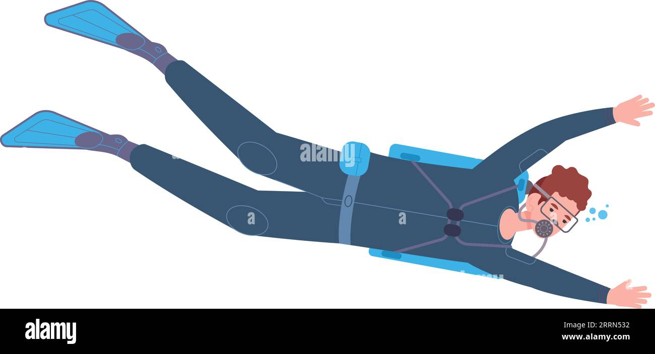 Diver swimming underwater. Scuba diving man in snorkel mask isolated on white background Stock ...