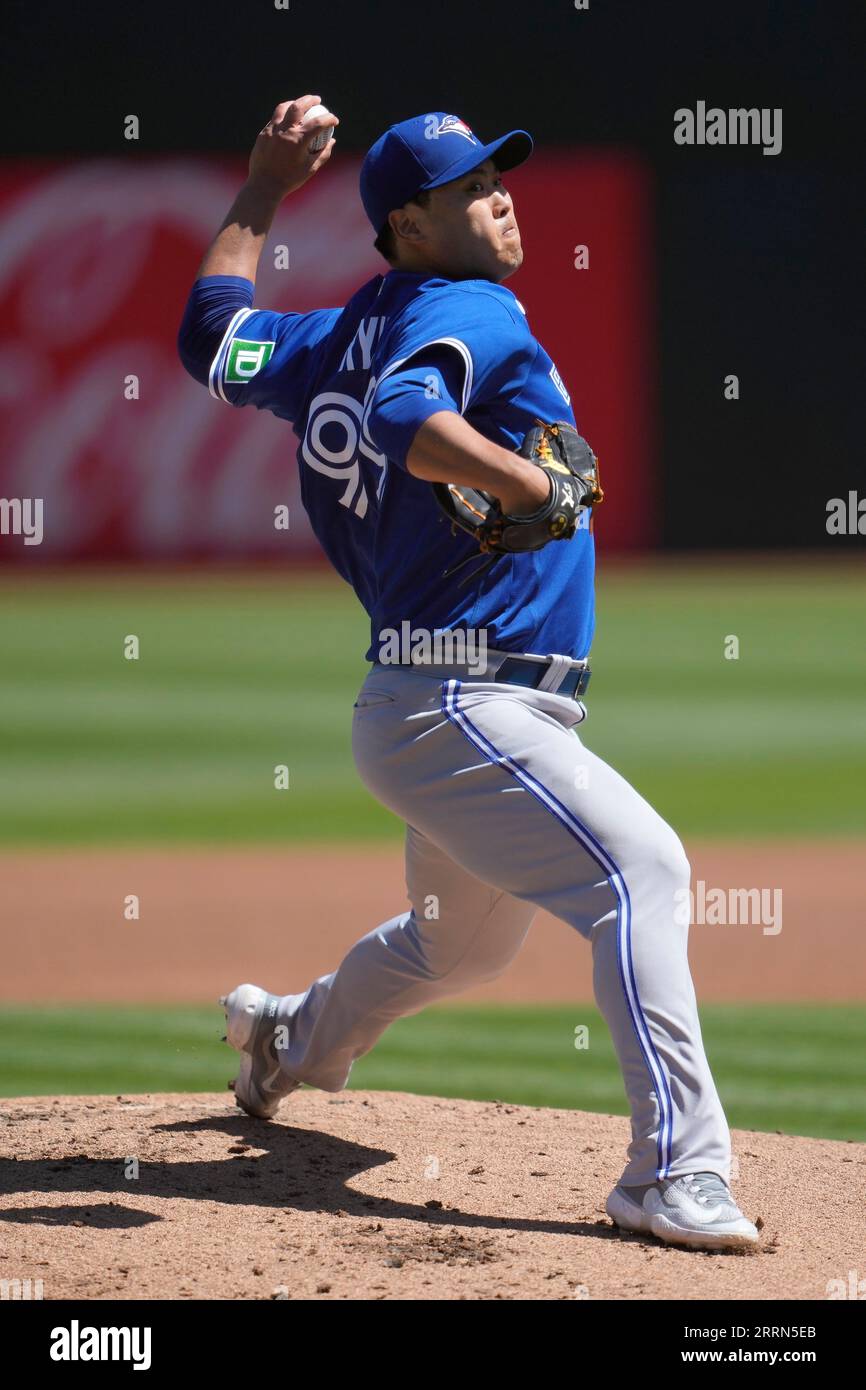 Toronto Blue Jays pitcher Hyun Jin Ryu during a baseball game against ...