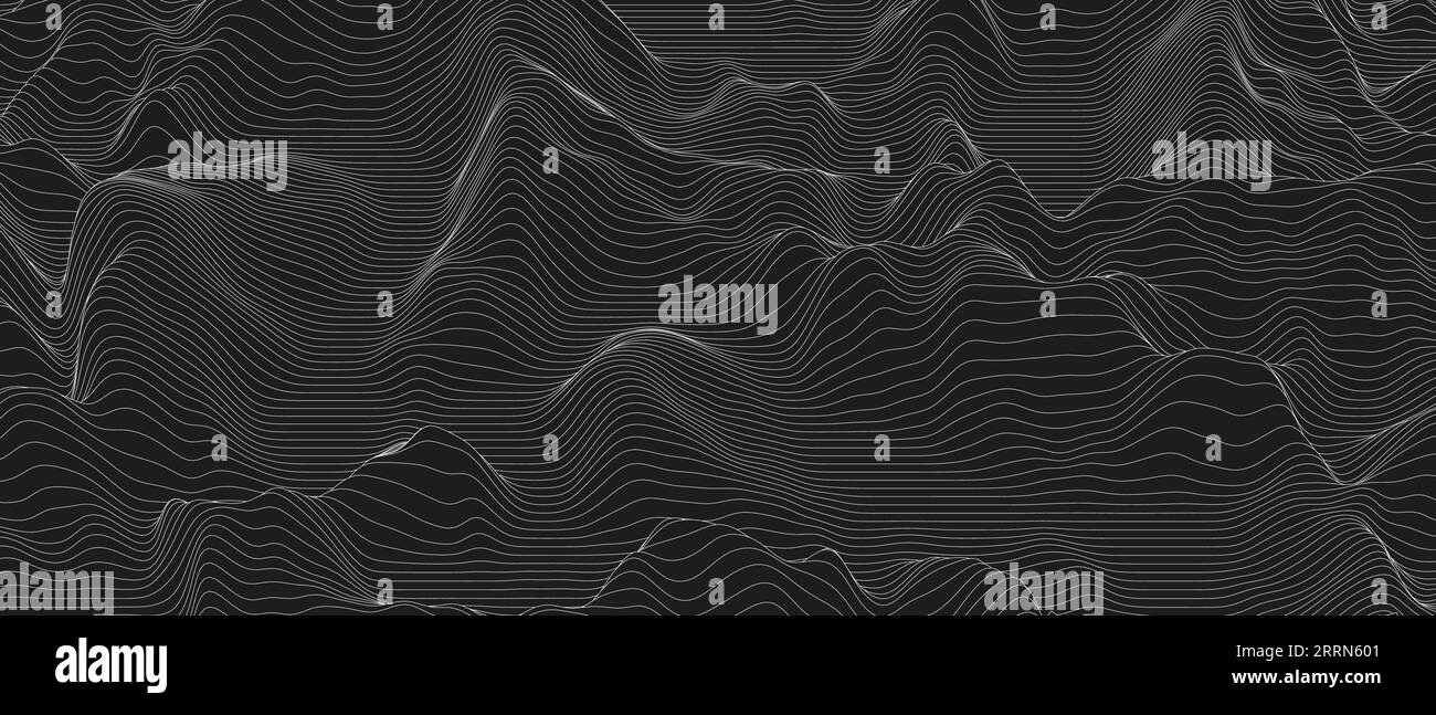 Monochrome sound line waves abstract background . Distorted line shapes ...