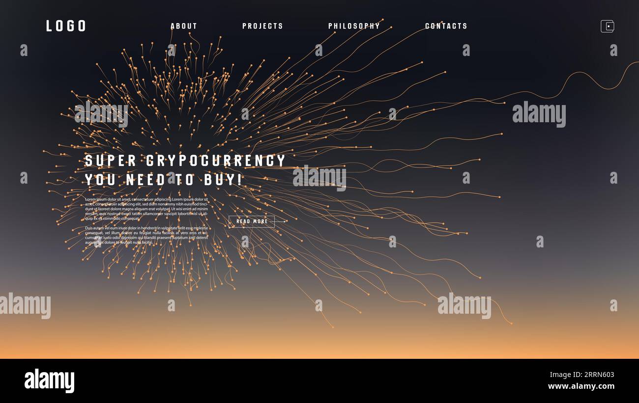 Landing page abstract design with expansion of line element. Template ...