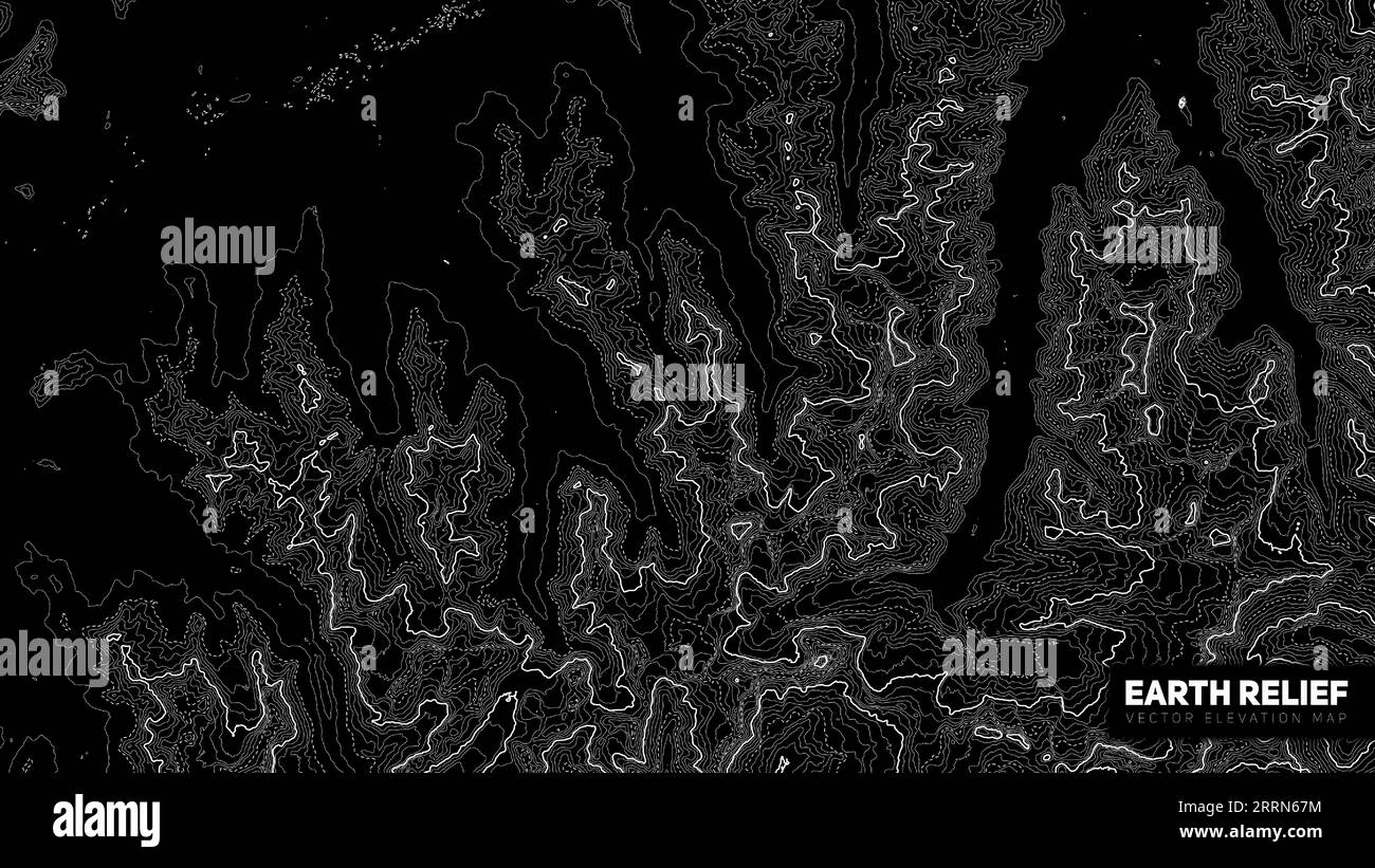 Vector abstract earth relief map. Generated conceptual elevation map ...