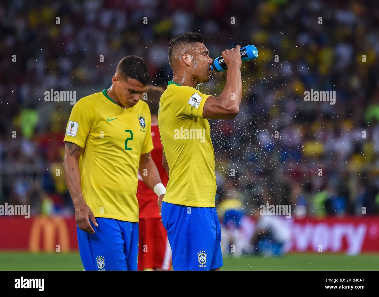 Football player drinking water hi-res stock photography and images - Alamy