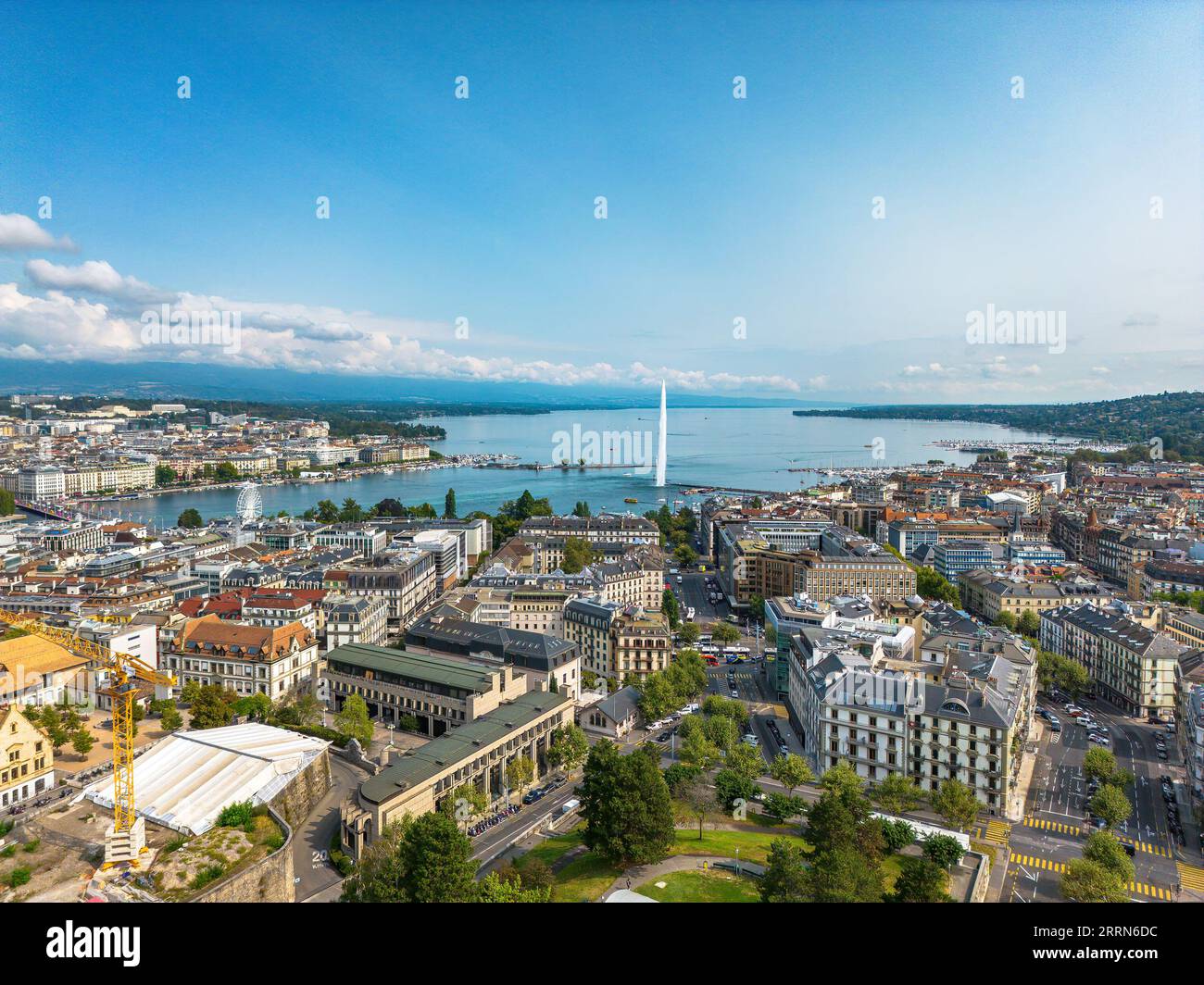 Aerial panoramic view over Geneva city in Switzerland. Beautiful ...