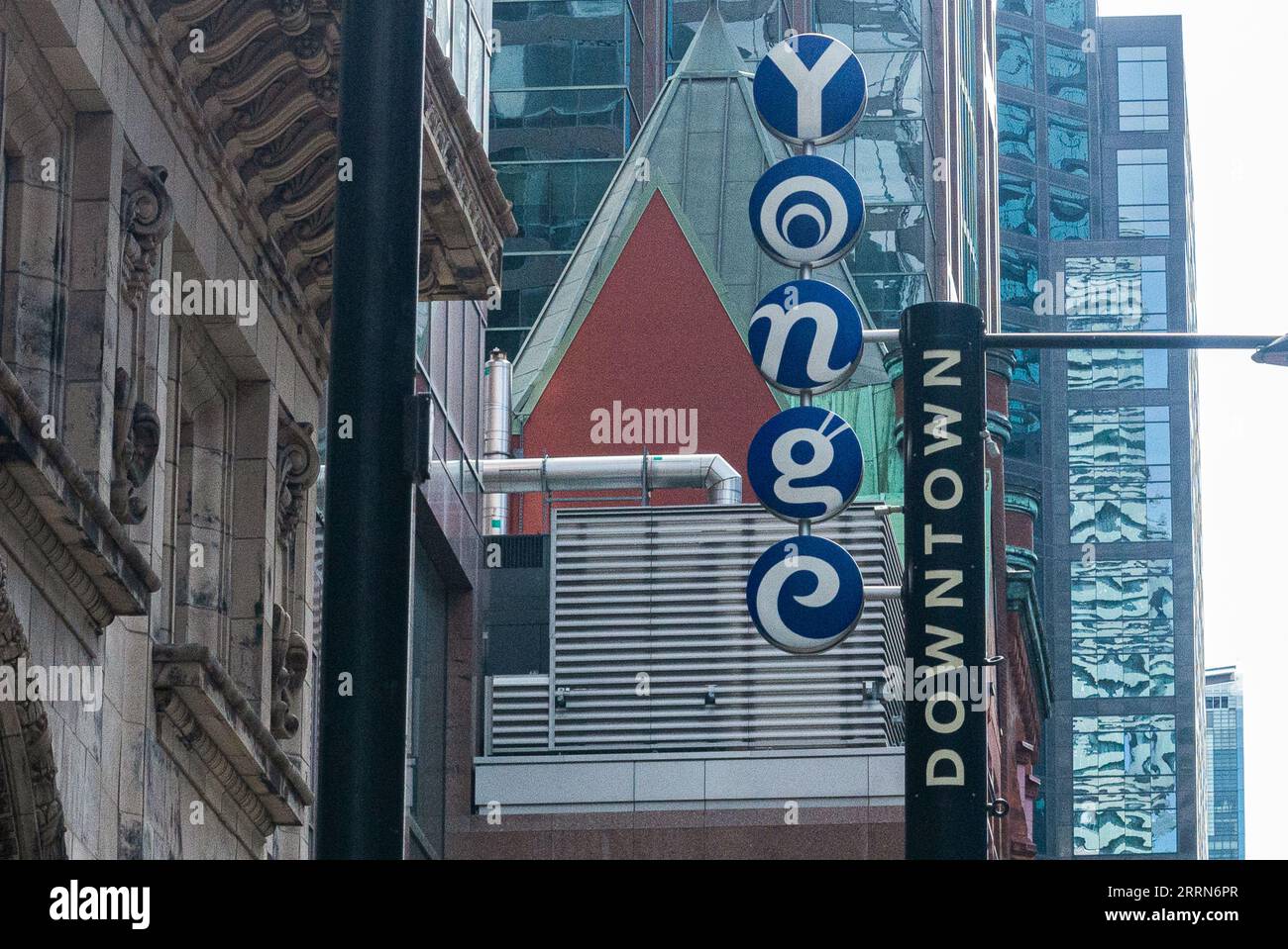 Toronto, ON, Canada - August 30, 2023: View at Yonge Street sign in ...