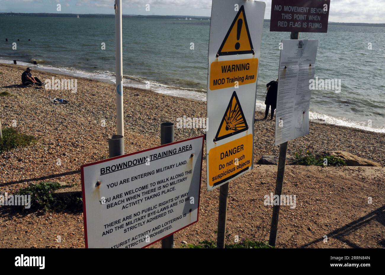 WARNING SIGNS ,BROWNDOWN BEACH MILITARY TRAINING AREA,GOSPORT, HANTS ...