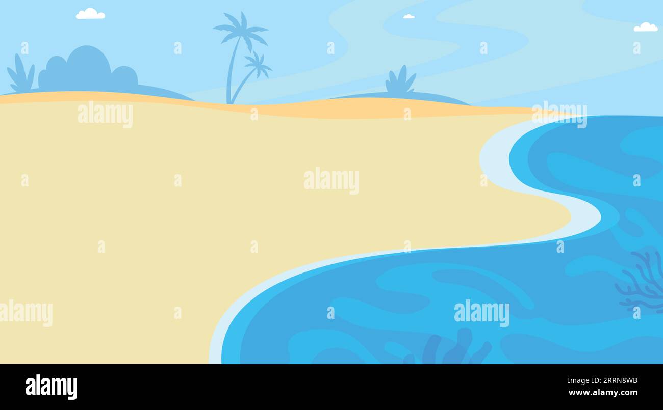 Sand coast background. Tropical ocean beach landscape. Vector ...