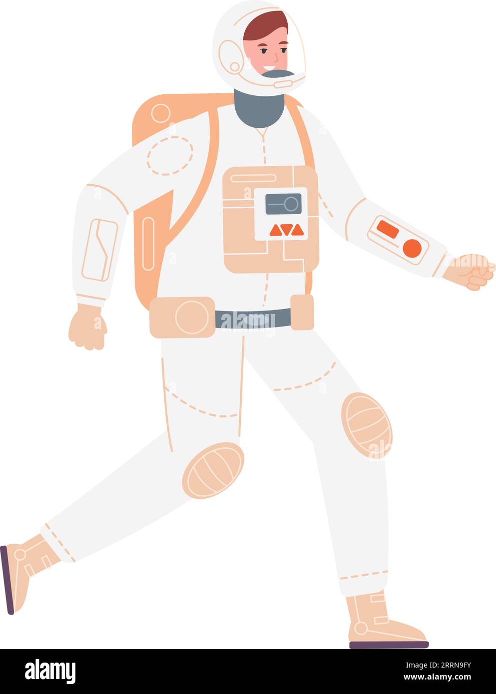 Running astronaut. Fast futuristic space explorer character isolated on ...