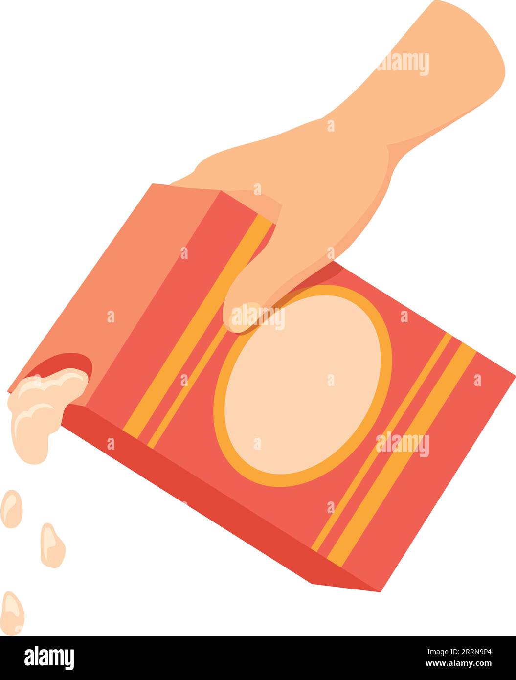 Hand pouring powder from box. Cooking recipe icon isolated on white ...