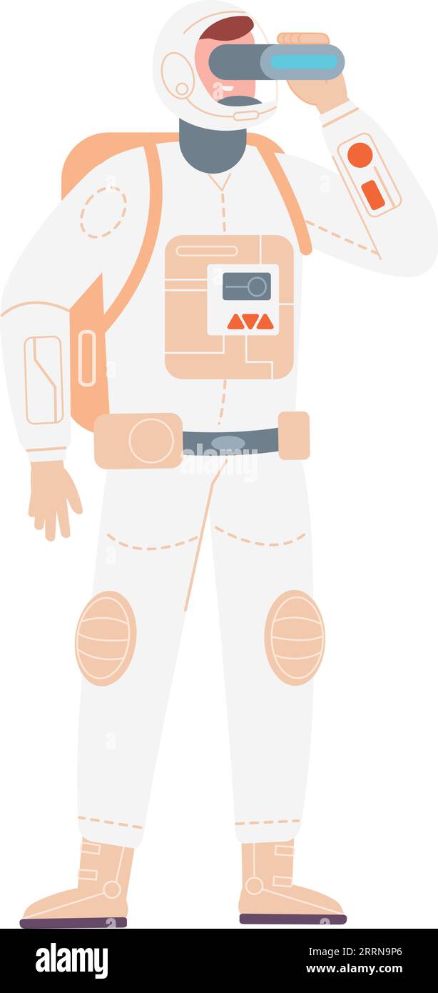 Spaceman looking in visor. Space exploration. Science discovery ...