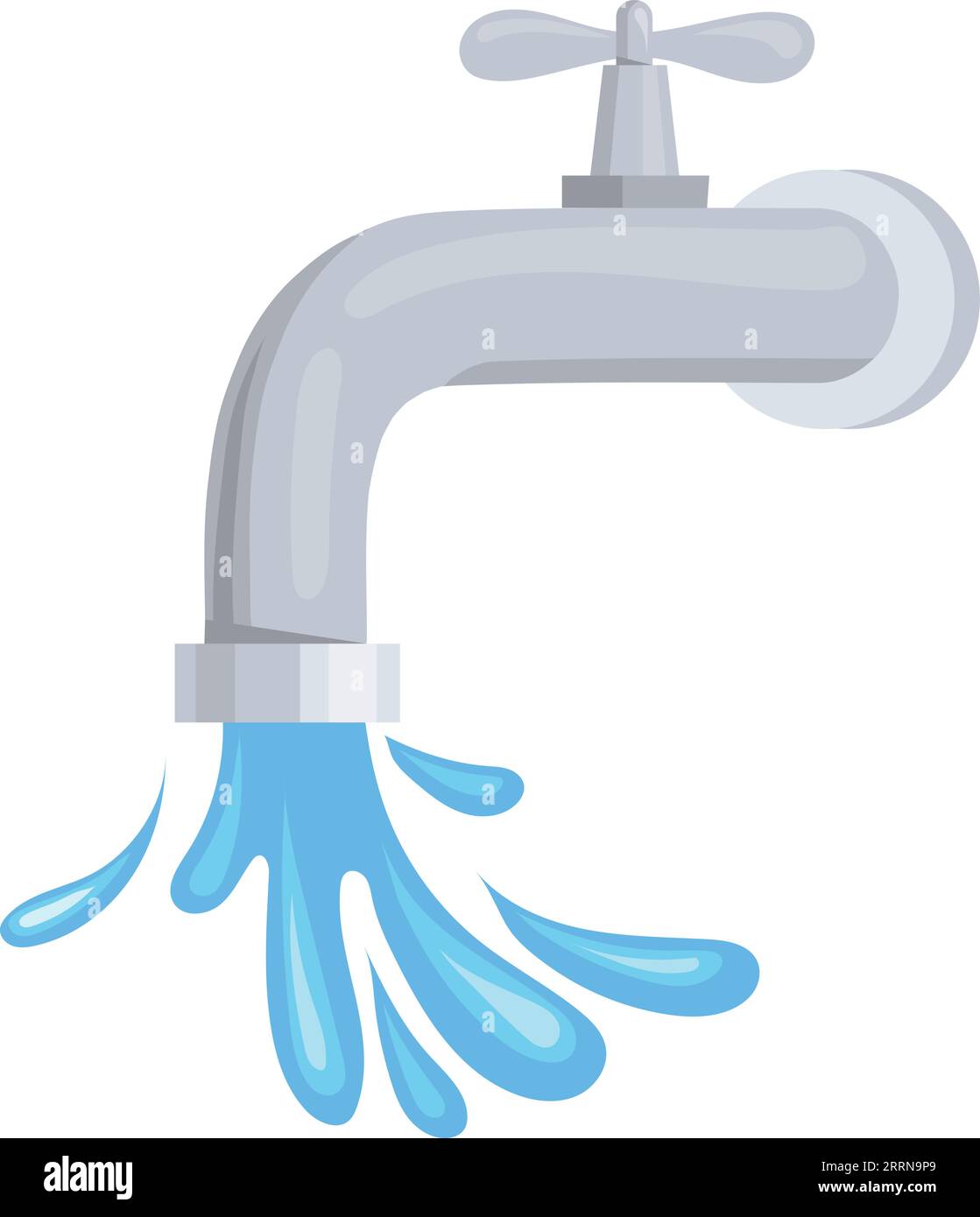 Faucet with pouring clean water stream cartoon icon isolated on white ...