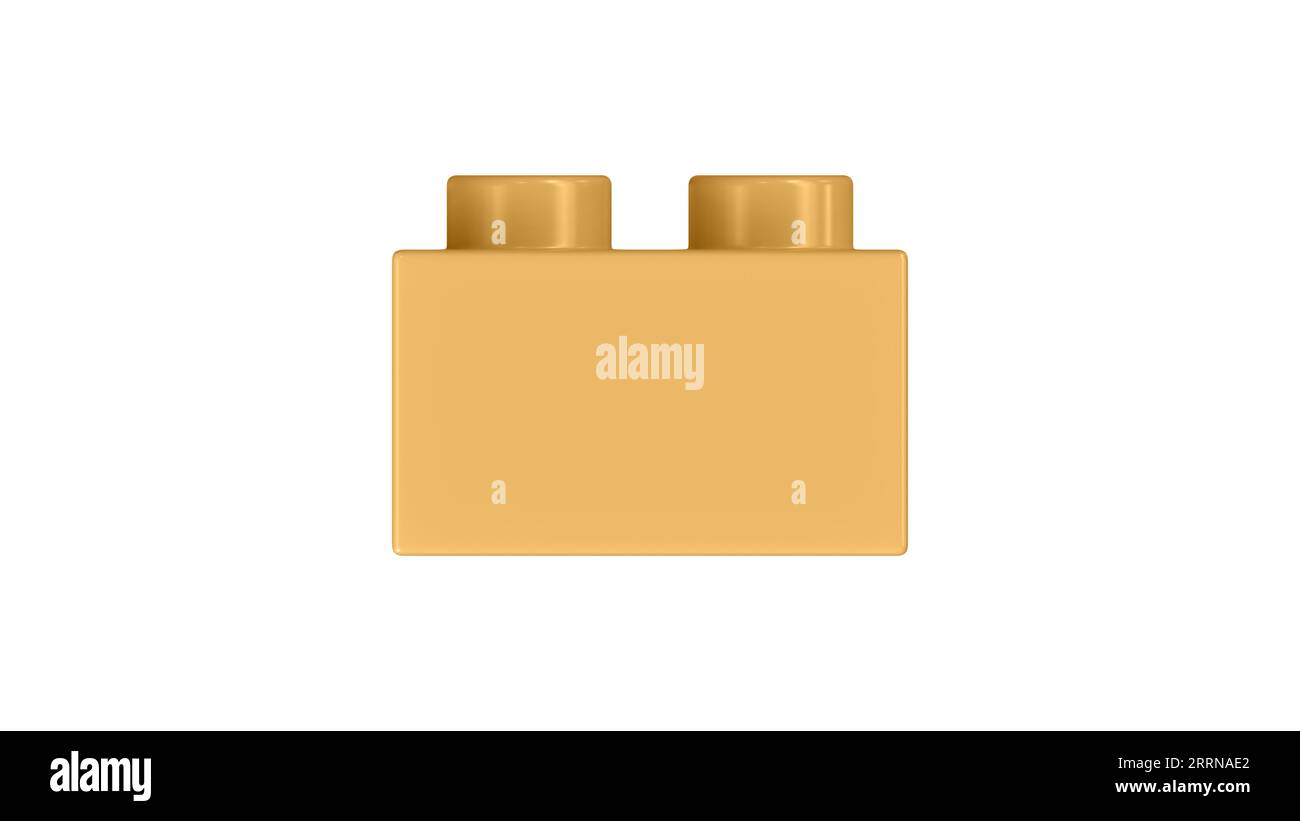 Light Gold Lego Block Isolated on a White Background. Close Up View of ...