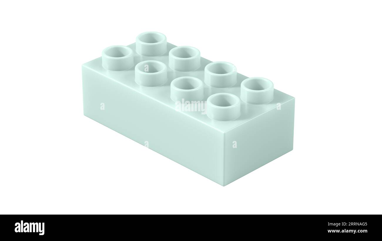 Opal Blue Plastic Lego Block Isolated on a White Background. Children ...