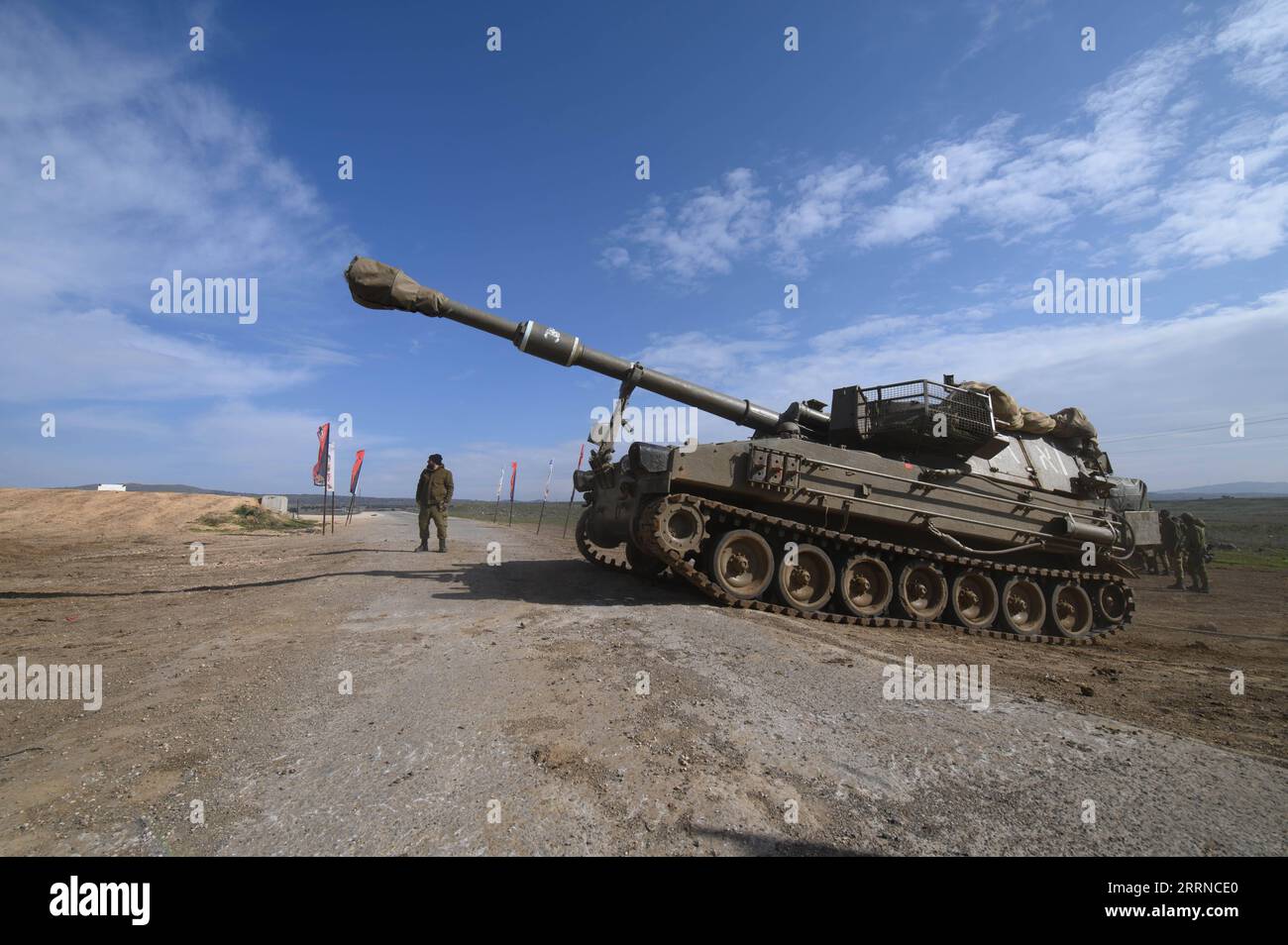 230102 -- GOLAN HEIGHTS, Jan. 2, 2023 -- Israeli soldiers stand near a ...