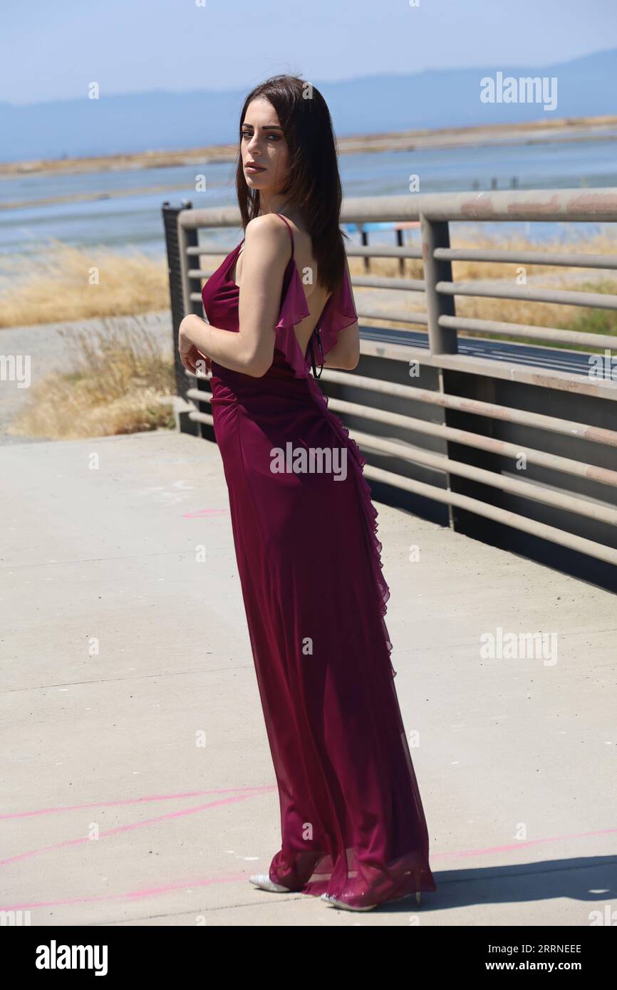 Photo of a beautiful Arab lady on a dock, on a river Stock Photo - Alamy