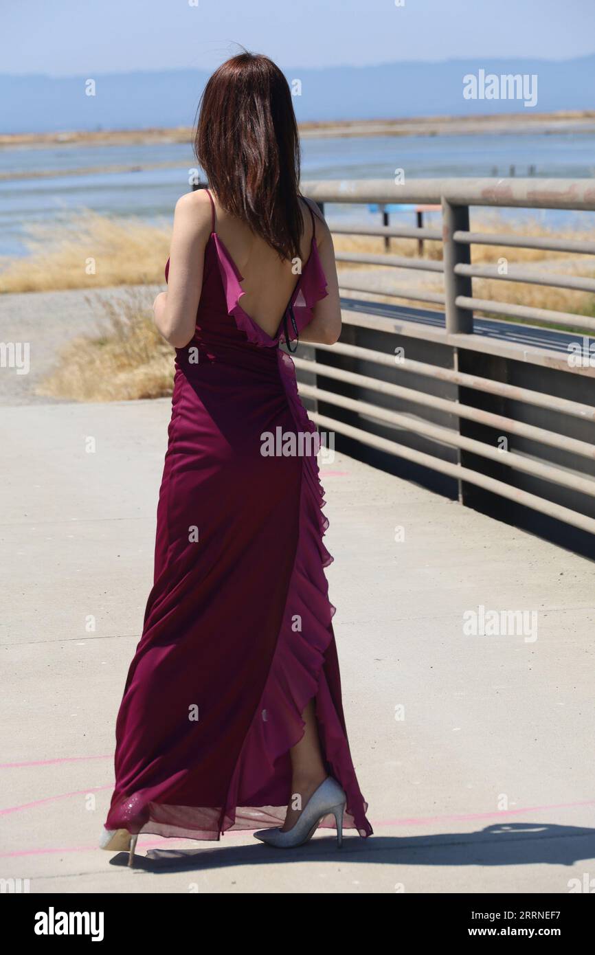 Photo of a beautiful Arab lady on a dock, on a river Stock Photo - Alamy