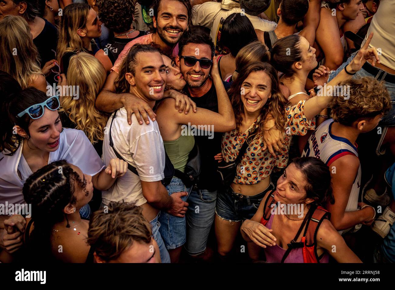 Mahon, Spain. 8th Sep, 2023. The cheering crowd dances during the ...