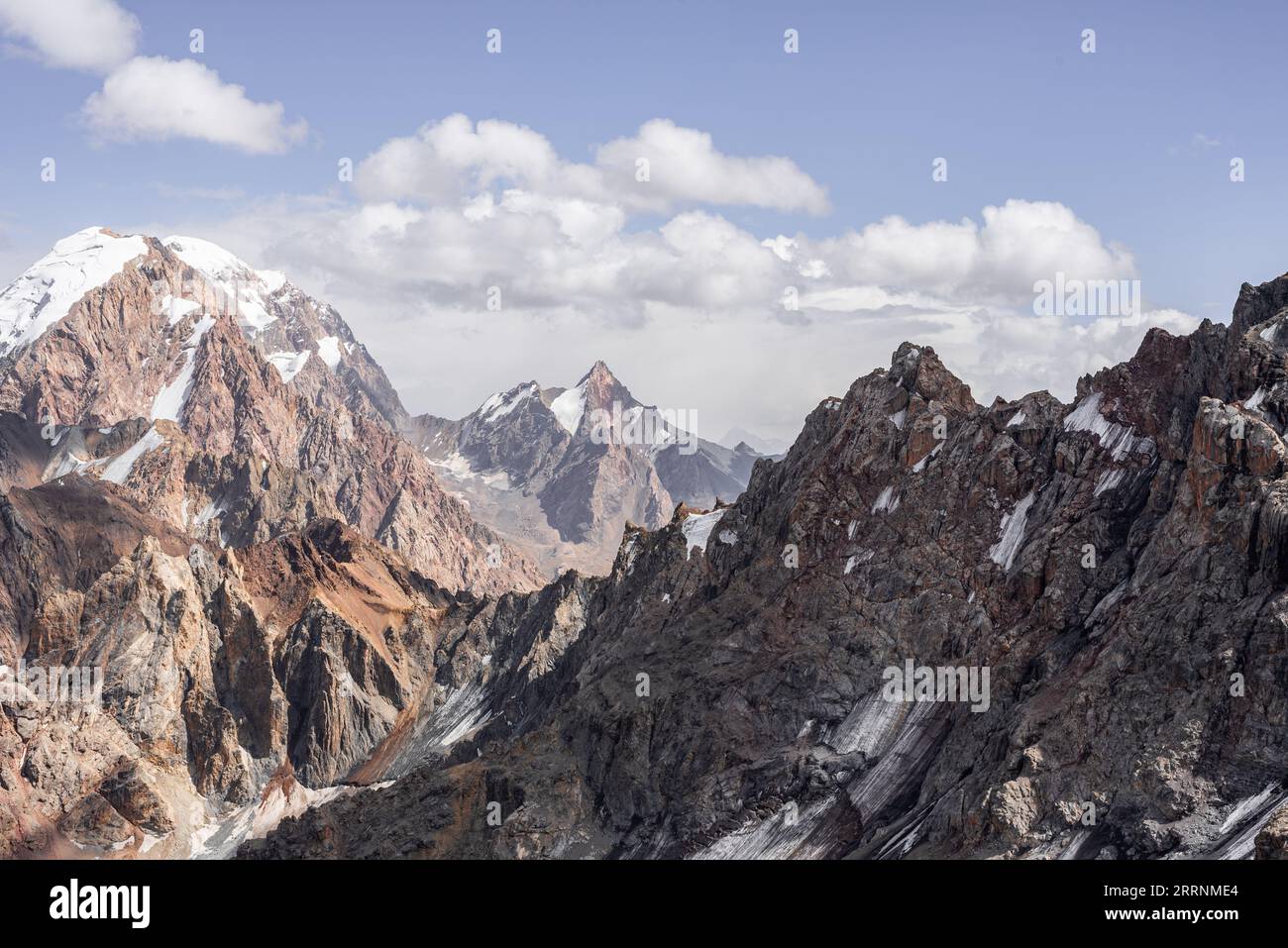 Sharp and snow-capped mountain peaks in Tajikistan Stock Photo - Alamy