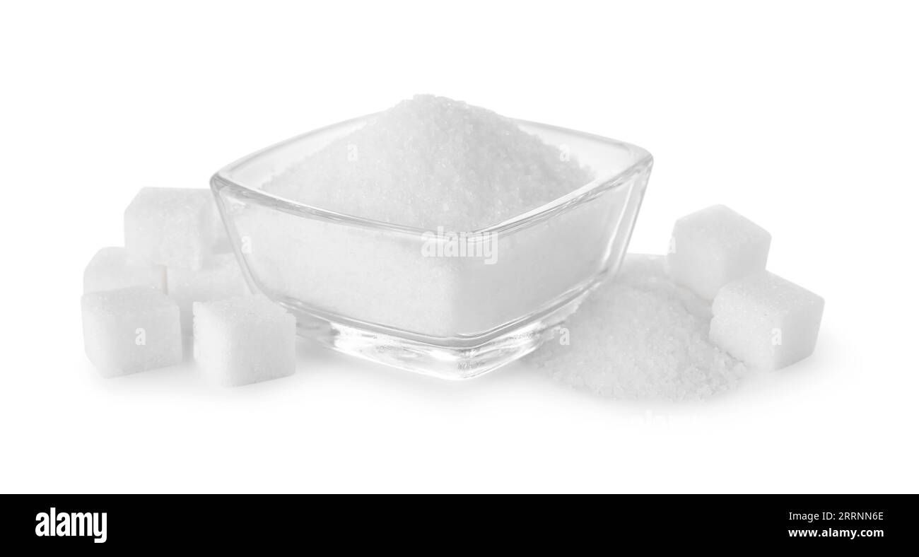 Different types of sugar isolated on white Stock Photo - Alamy