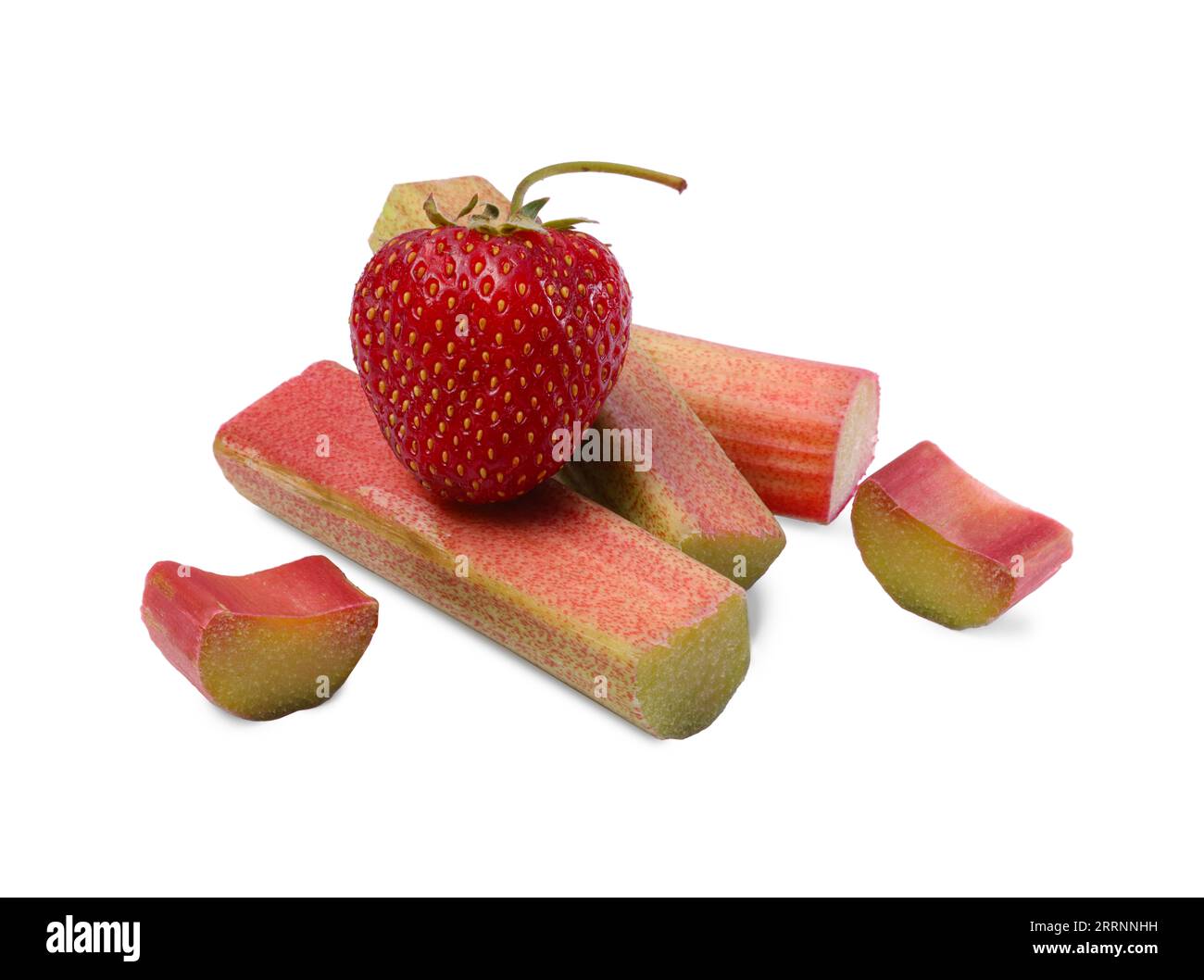Cut rhubarb and fresh strawberry isolated on white Stock Photo - Alamy