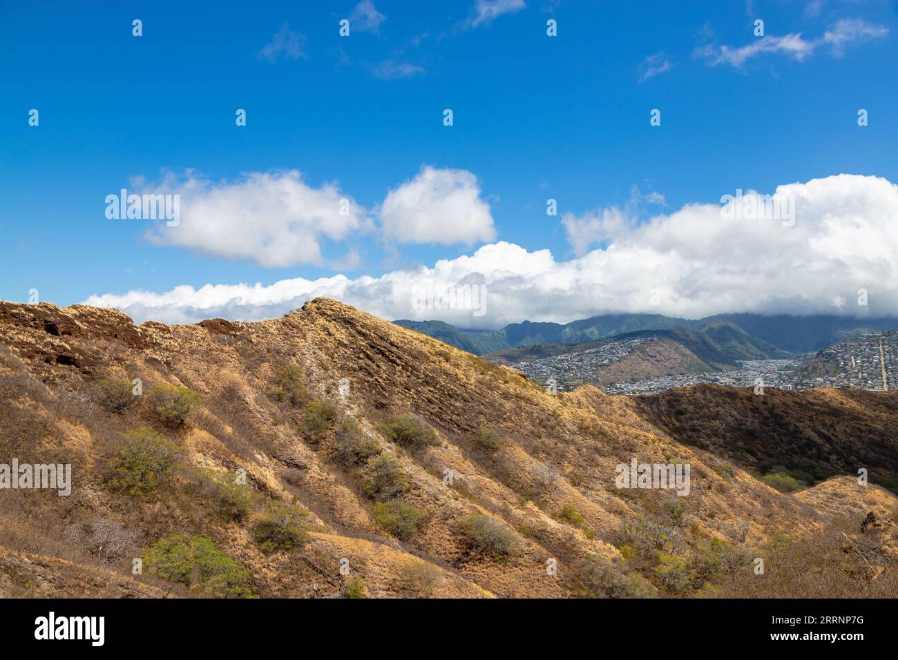 View from popular Diamond Head crater trail in Honolulu, Oahu, Hawaii ...