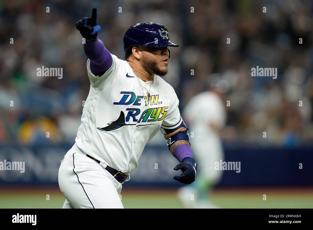 Tampa Bay Rays' Harold Ramirez celebrates his two-run home run off ...