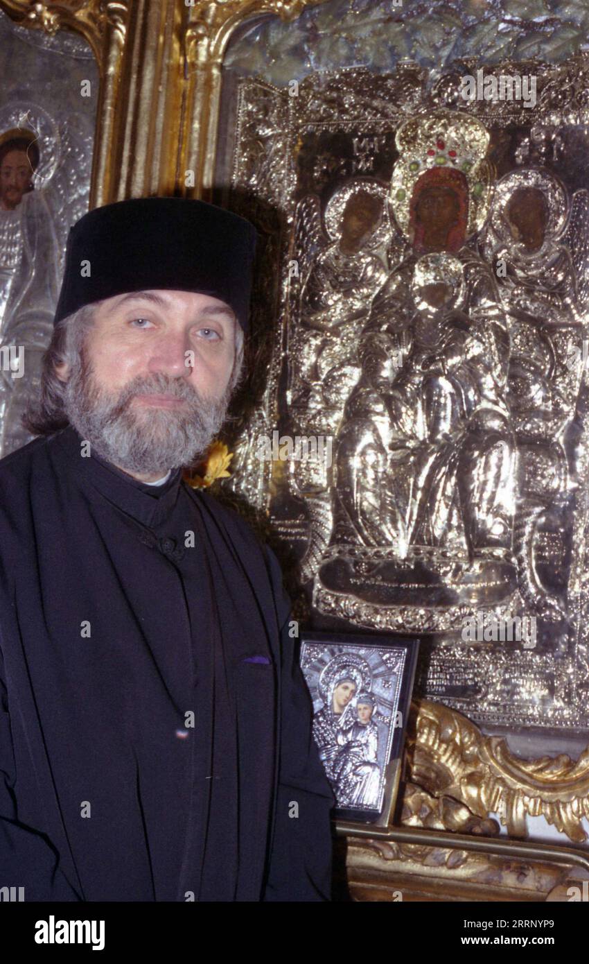 Bucharest, Romania, 2001. Portrait of Father Ion Popescu from the Icon ...