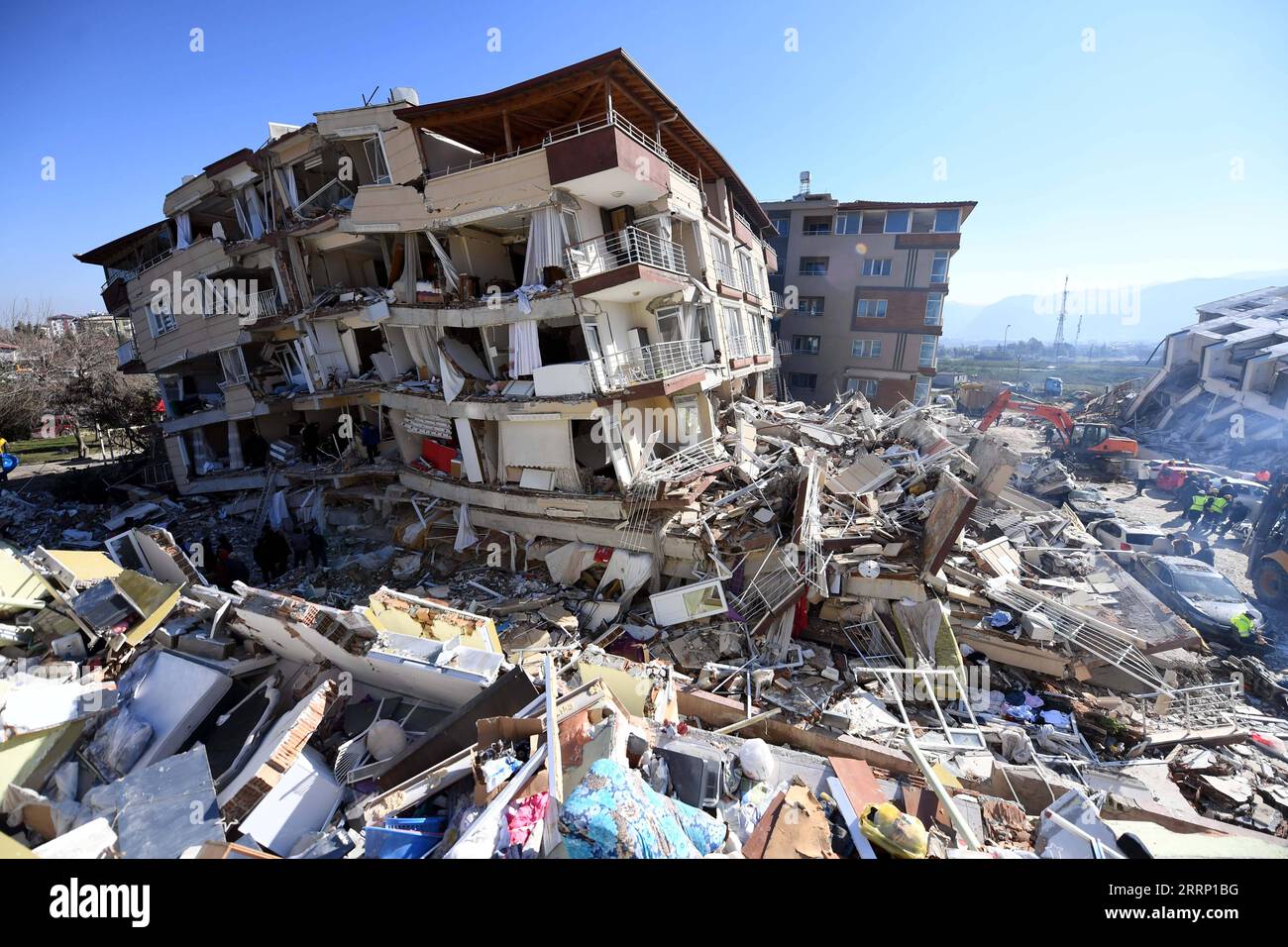 230210 -- ANTAKYA, Feb. 10, 2023 -- Destroyed buildings are pictured in Antakya in the southern ...