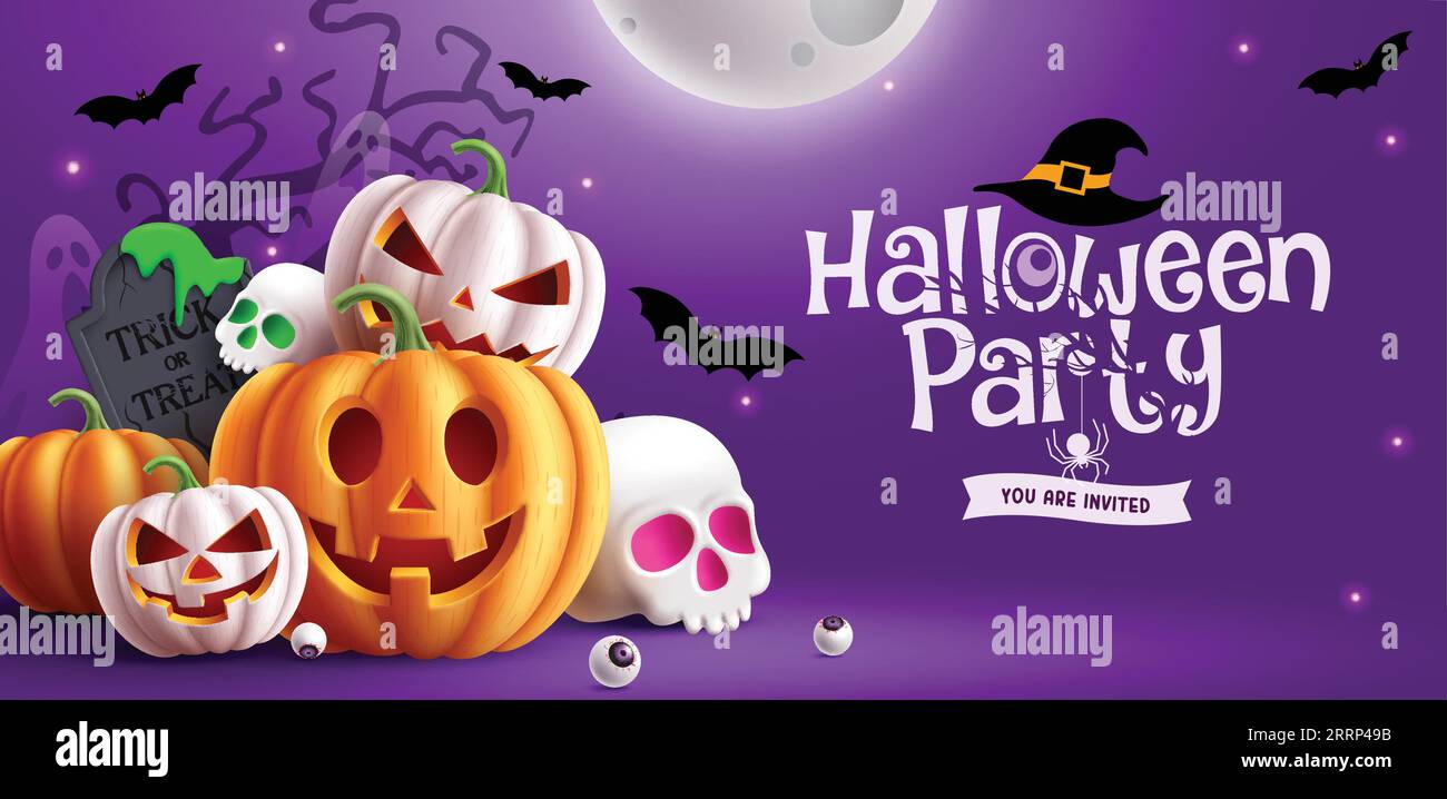 Halloween party text vector design. Halloween party invitation card ...