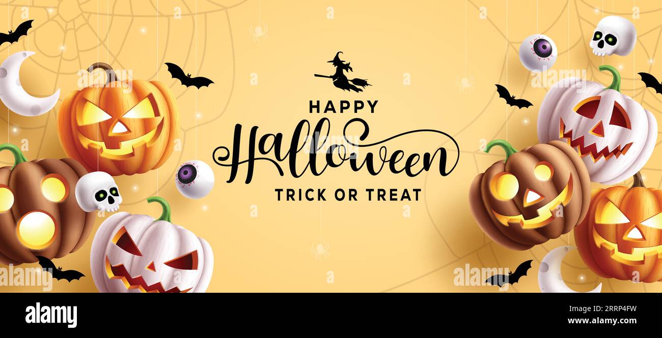 Happy halloween text vector design. Halloween trick or treat in empty ...