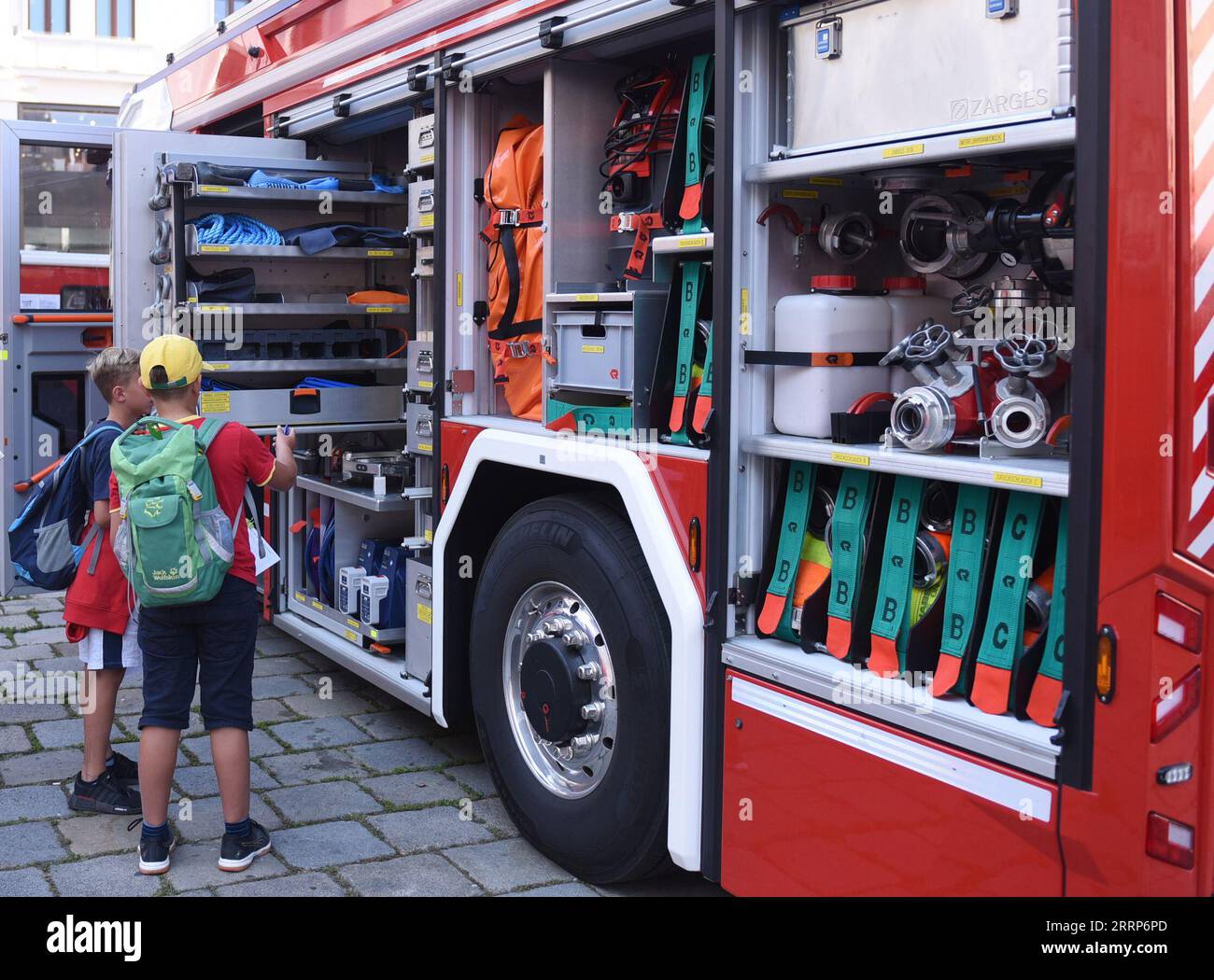 Vienna, Austria. 8th Sep, 2023. Visitors watch facilities of a fire ...